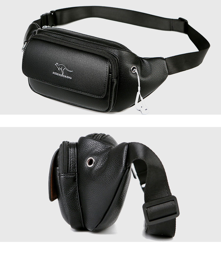 Whatna ミニワンショルダーバッグ メンズ ウエストポーチ ミニウエストバッグ イヤホン穴付 puレザー 男女兼用 斜めがけ ボディバッグ 胸バッグワンショルダー 軽量 ブラウン 黒069 ...